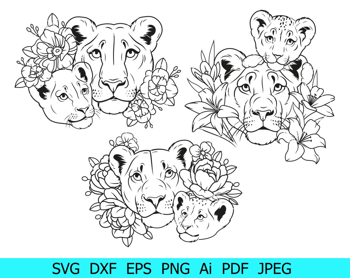 Lion Svg, Animal Png, Lion Svg Silhouette, Lion Family Svg Bundle, Wild ...