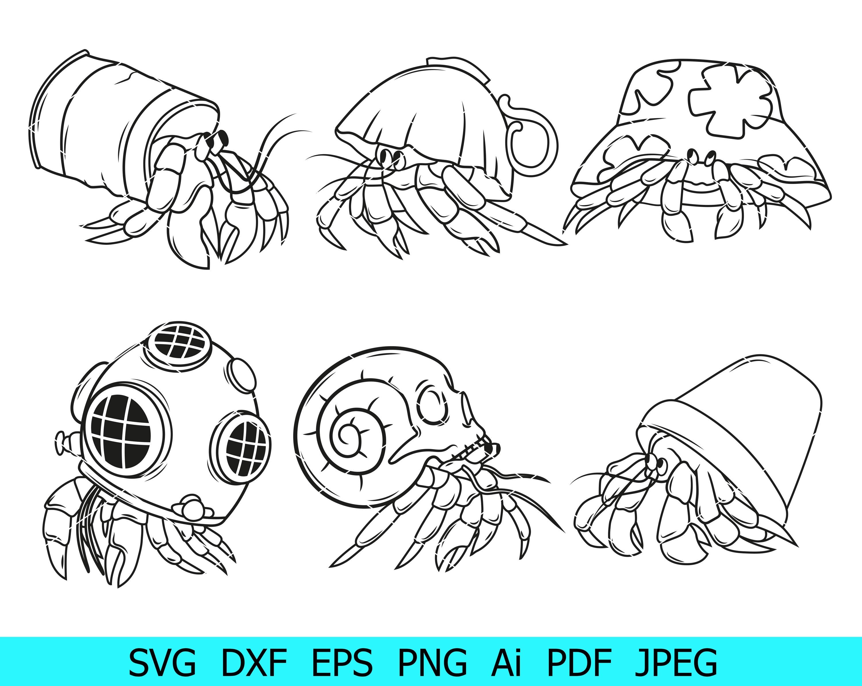Hermit Crab Svg, Crab Svg Bundle, Peeking Crab Svg, Crab Svg Silhouette ...