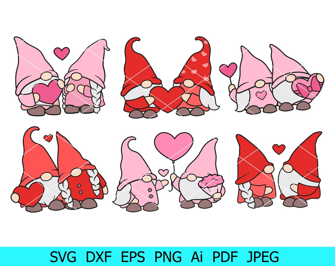 Gnomes Svg,happy Valentine's Day Gnome Png,dwarf Valentines Day Svg ...