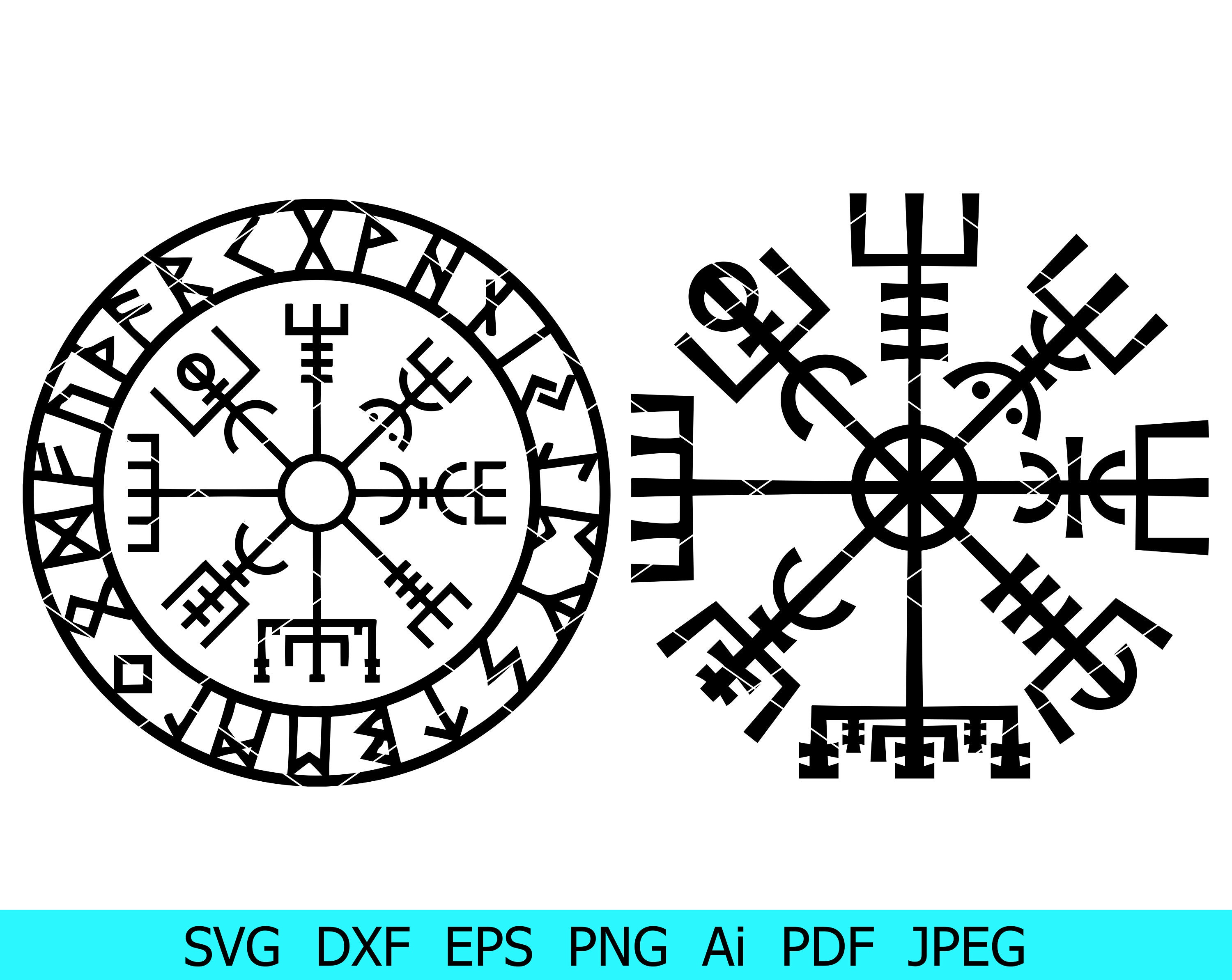 Vegvisir with Runes SVG Viking Symbol Vector Files Viking | Etsy