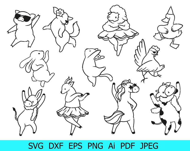 Dancing Animals Svg, Farm Animals Png, Dancing Animals Svg Bundle, Cow ...