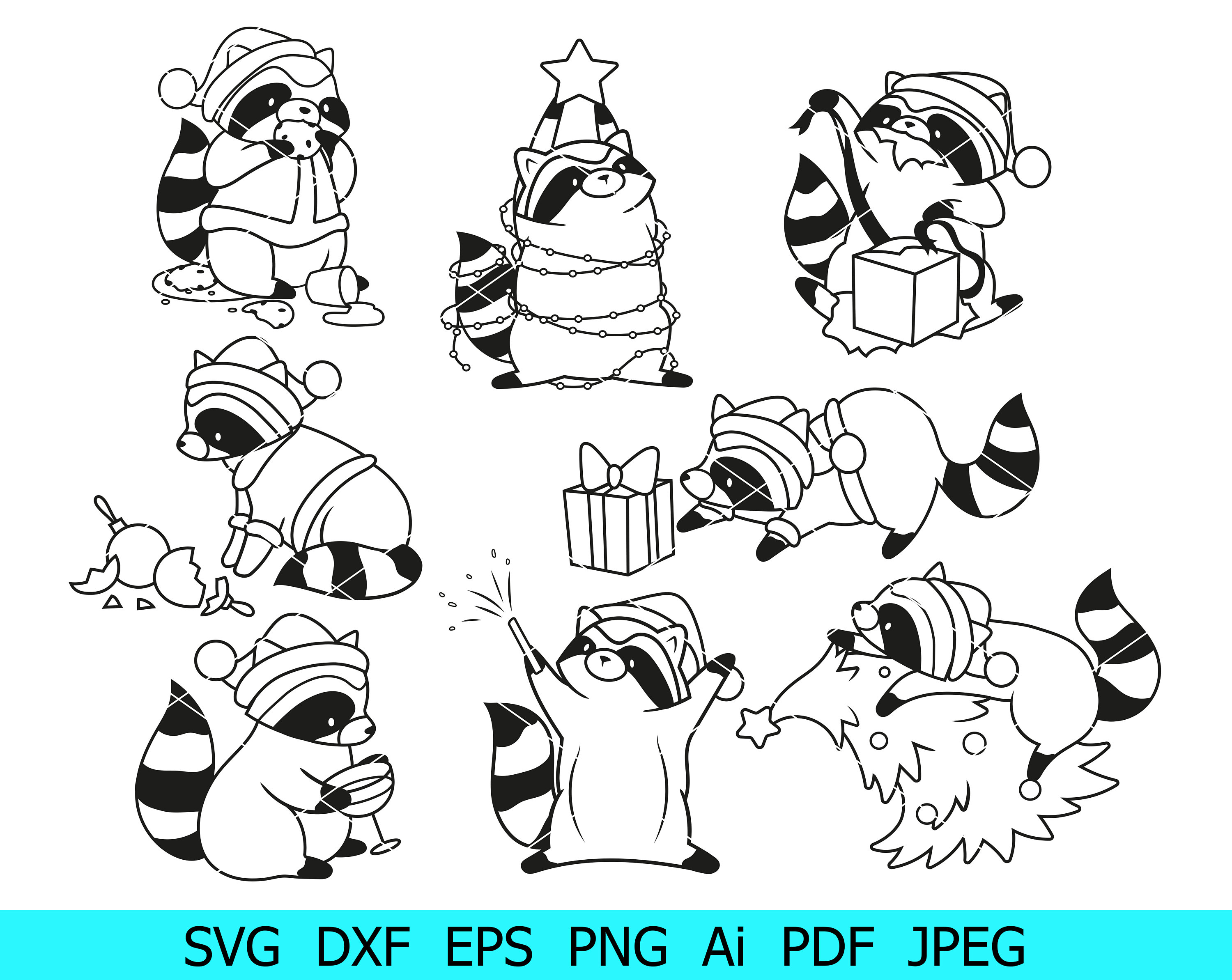 Christmas Raccoon Svg, Christmas Animal Png, Raccoon Svg Bundle ...