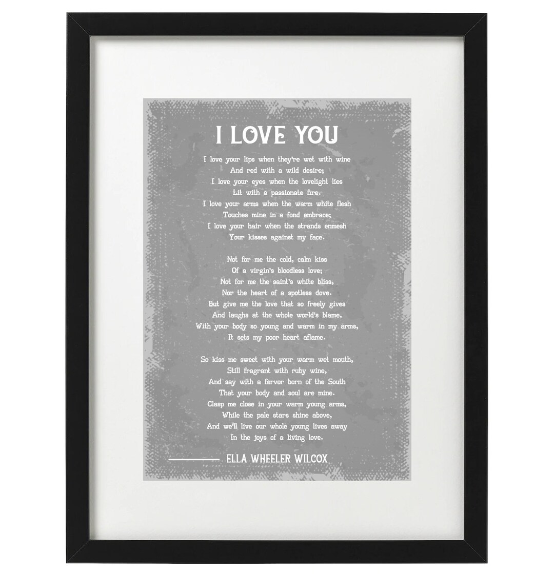 Ella Wheeler Wilcox I Love You Poem Art Print - Etsy