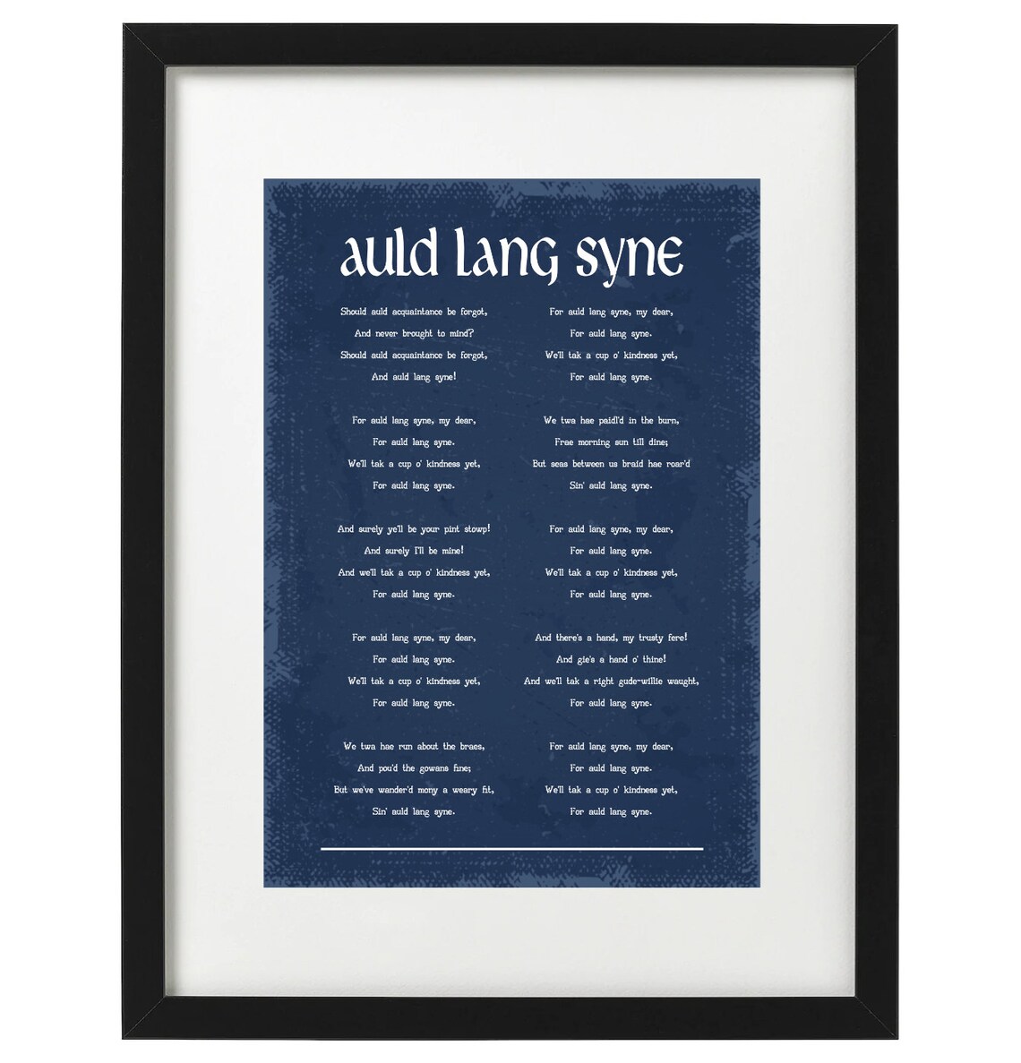Robert Burns Auld Lang Syne Poem Art Print - Etsy UK