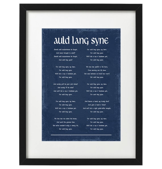 Robert Burns Auld Lang Syne Poem Art Print - Etsy