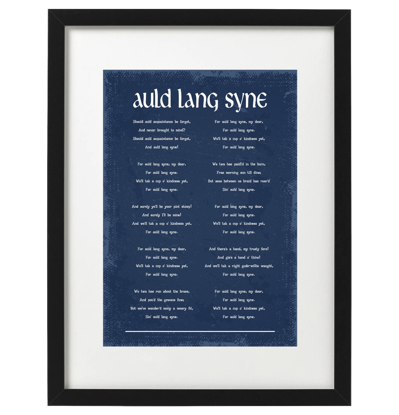 Robert Burns Auld Lang Syne Poem Art Print - Etsy