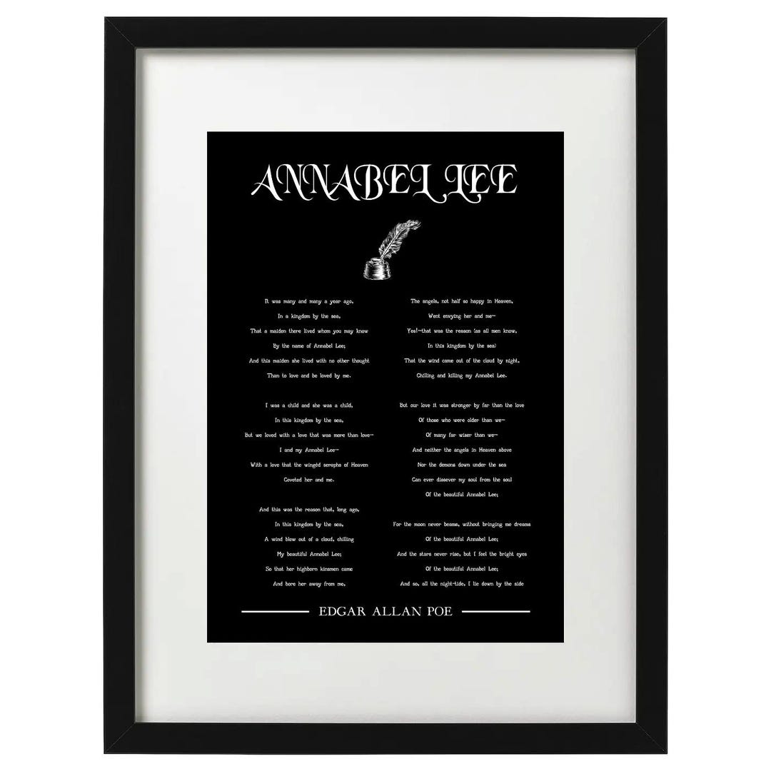 Edgar Allan Poe Annabelle Lee Poem Art Print - Etsy UK