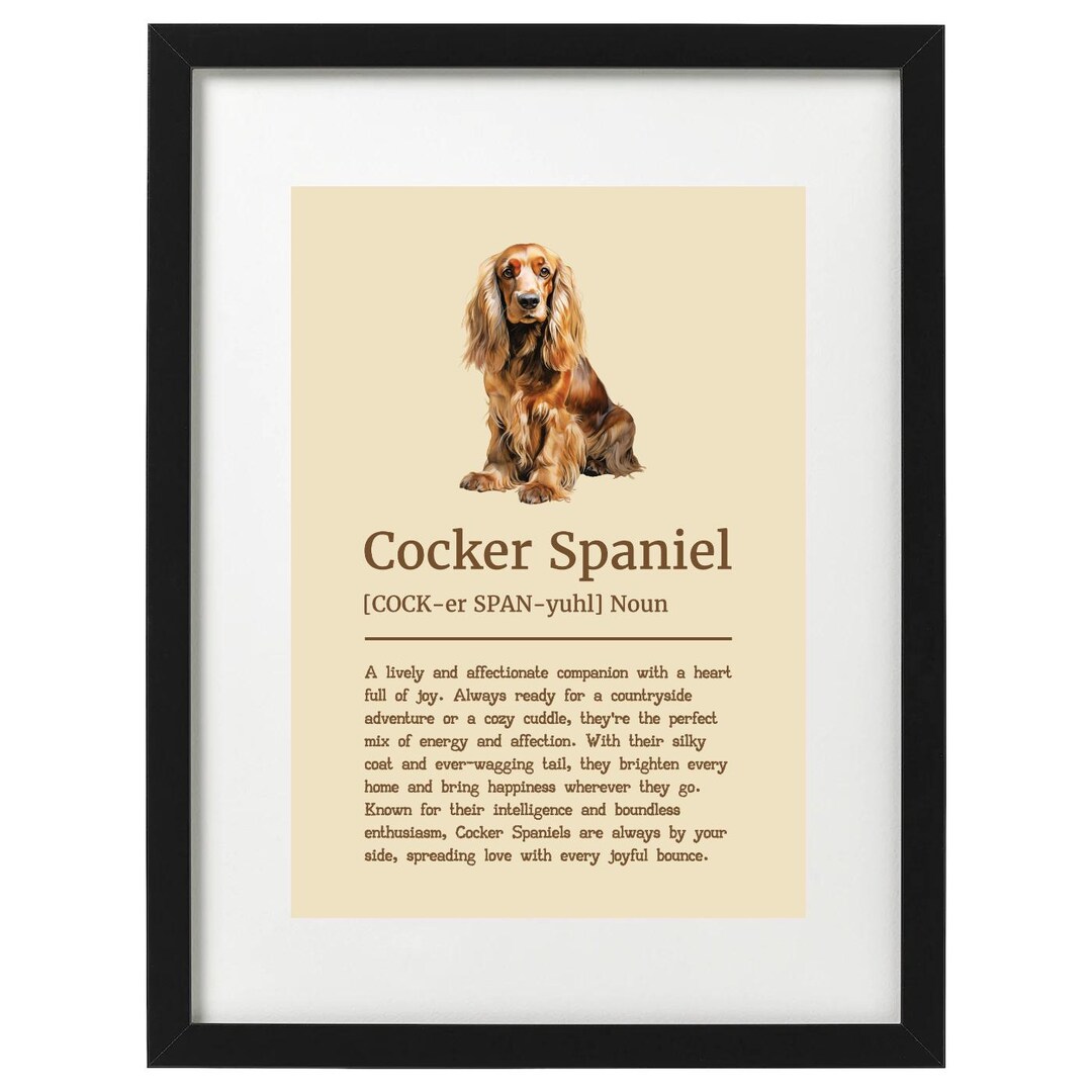 Cocker Spaniel Dog Dictionary Definition Art Print - Etsy