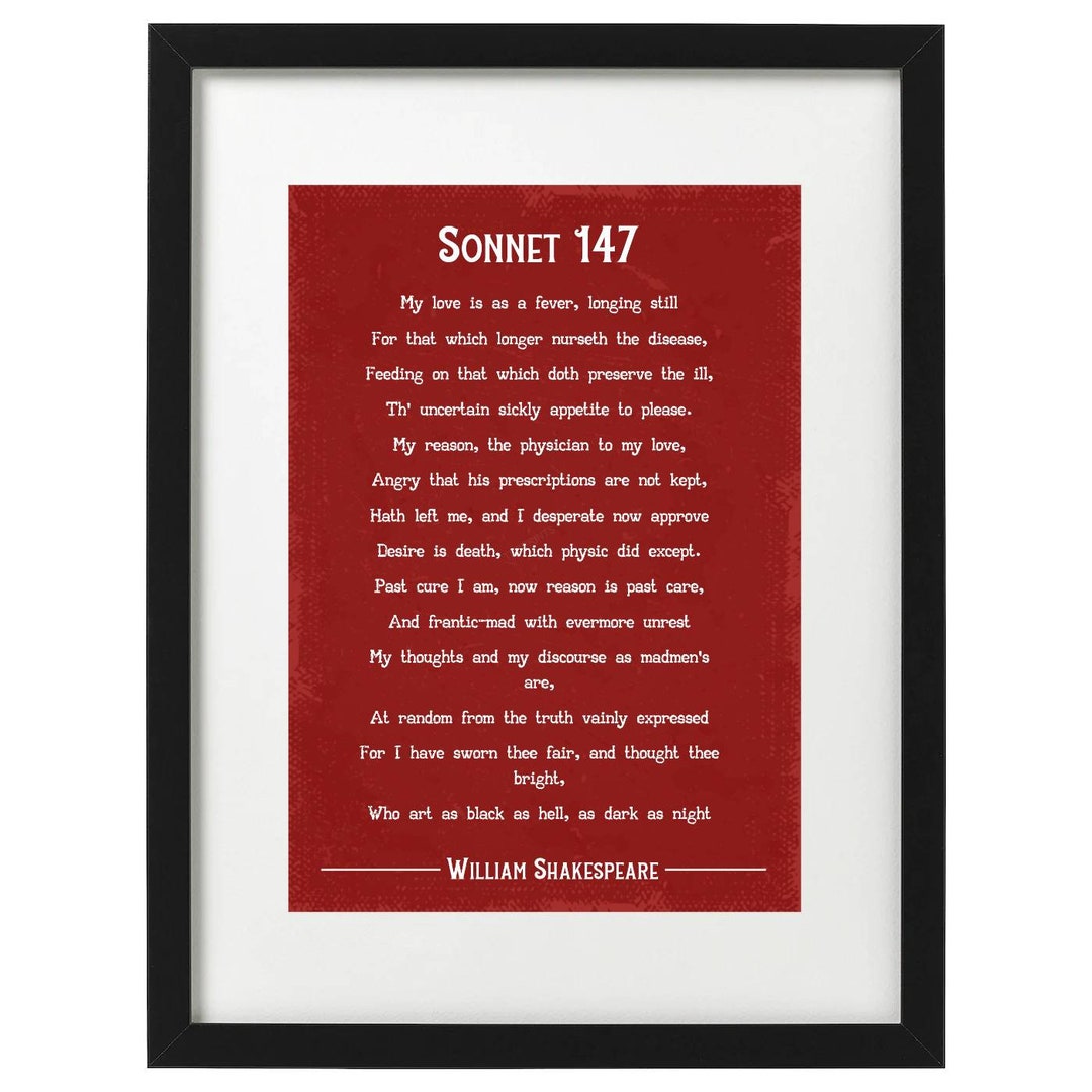 William Shakespeare - Sonnet 147 Poem Art Print - Etsy