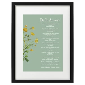 Mother Teresa Do It Anyway Poem Art Print - Etsy