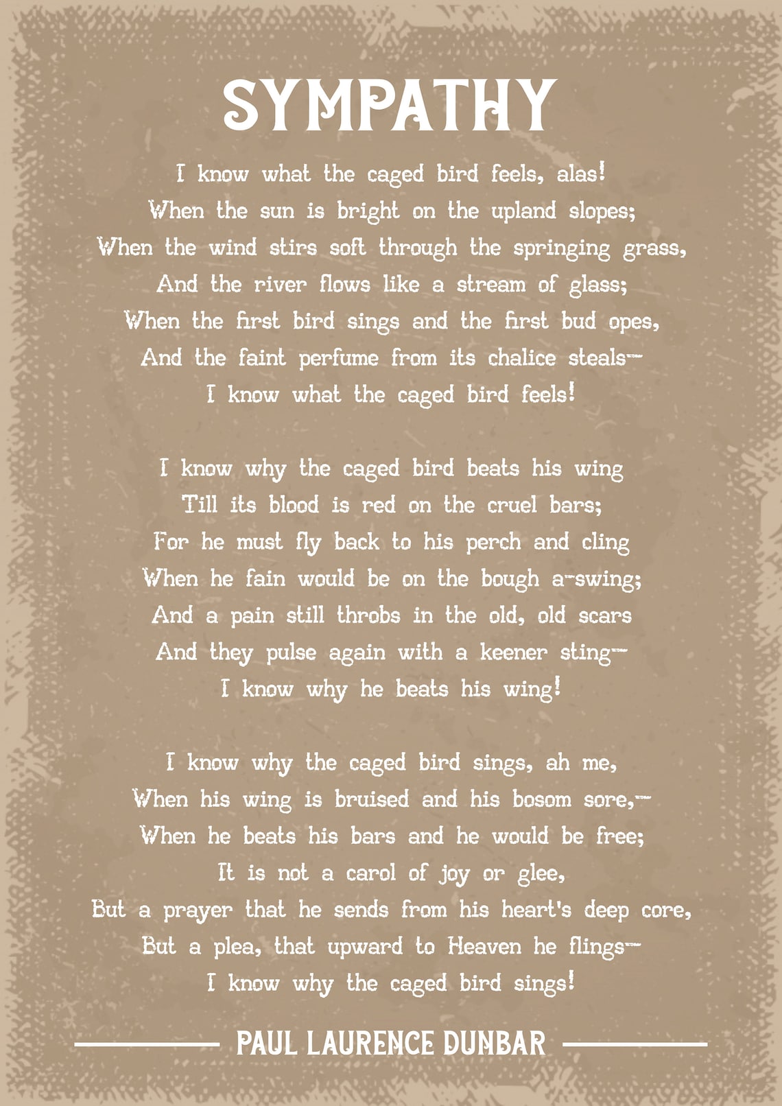 Paul Laurence Dunbar Sympathy Poem Art Print - Etsy