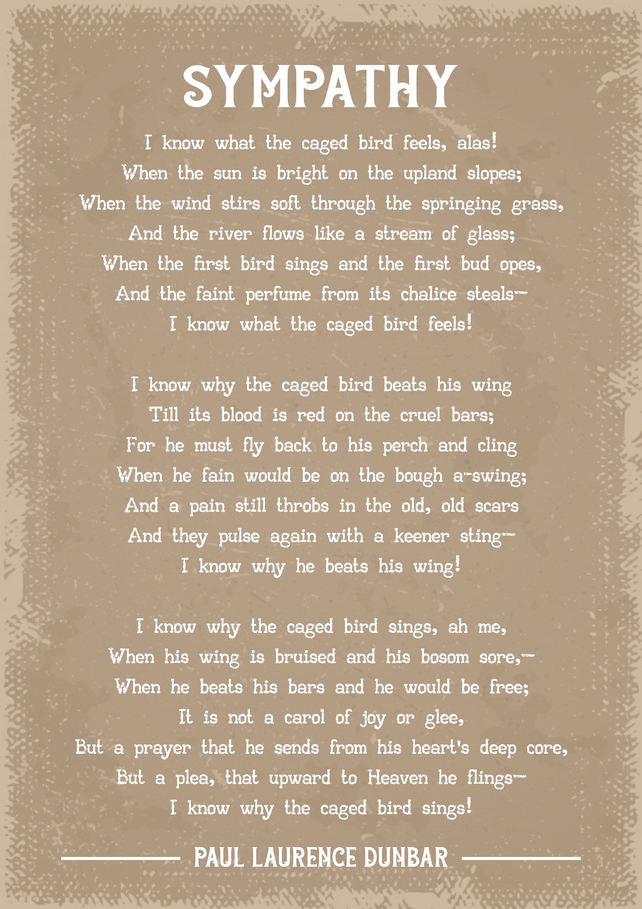 Paul Laurence Dunbar Sympathy Poem Art Print - Etsy