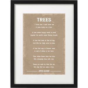 Joyce Kilmer Trees Poem Art Print - Etsy