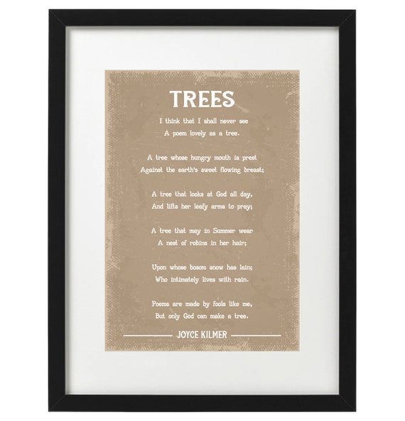 Joyce Kilmer Trees Poem Art Print | Etsy
