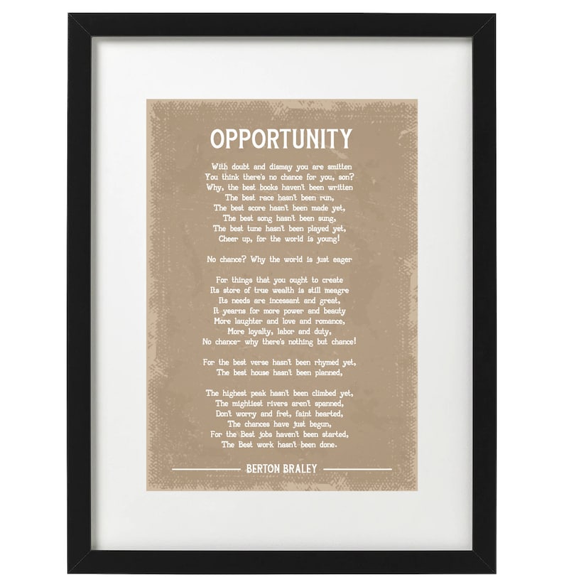 Berton Braley Opportunity Poem Art Print - Etsy