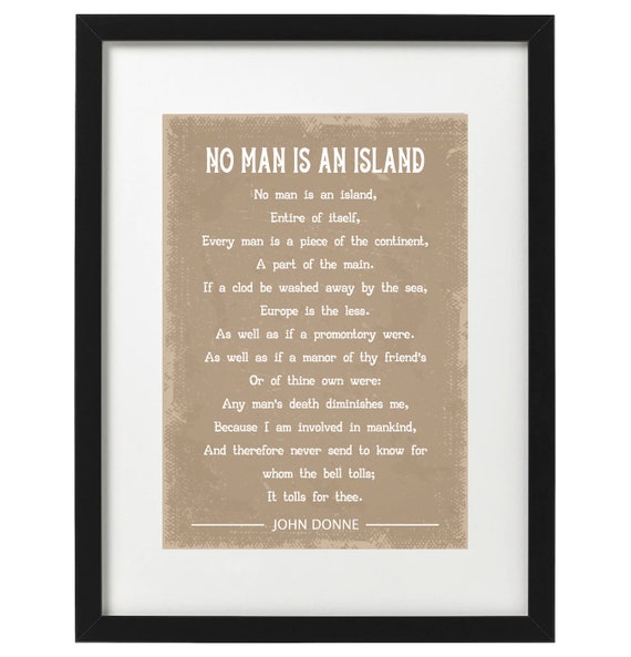 John Donne No Man is an Island Poem Art Print - Etsy