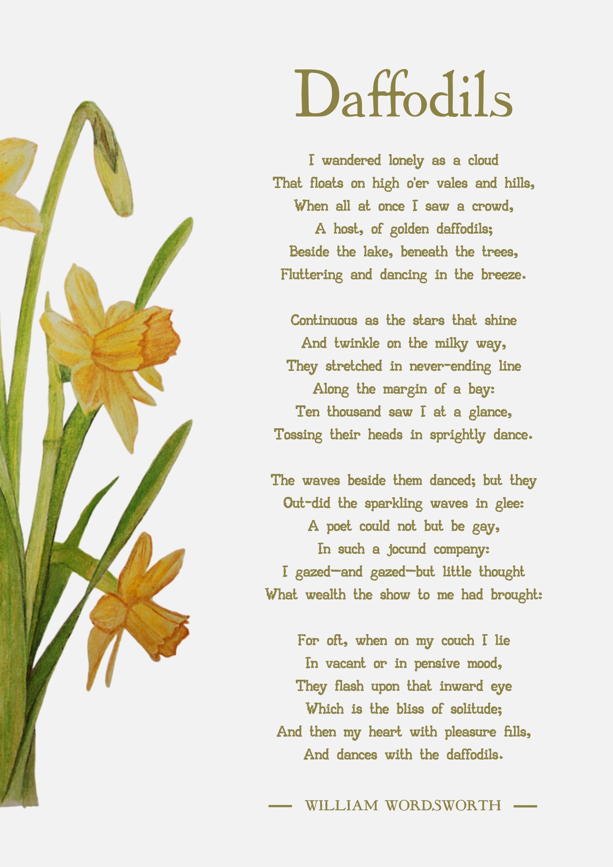 William Wordsworth Daffodils Poem Art Print - Etsy
