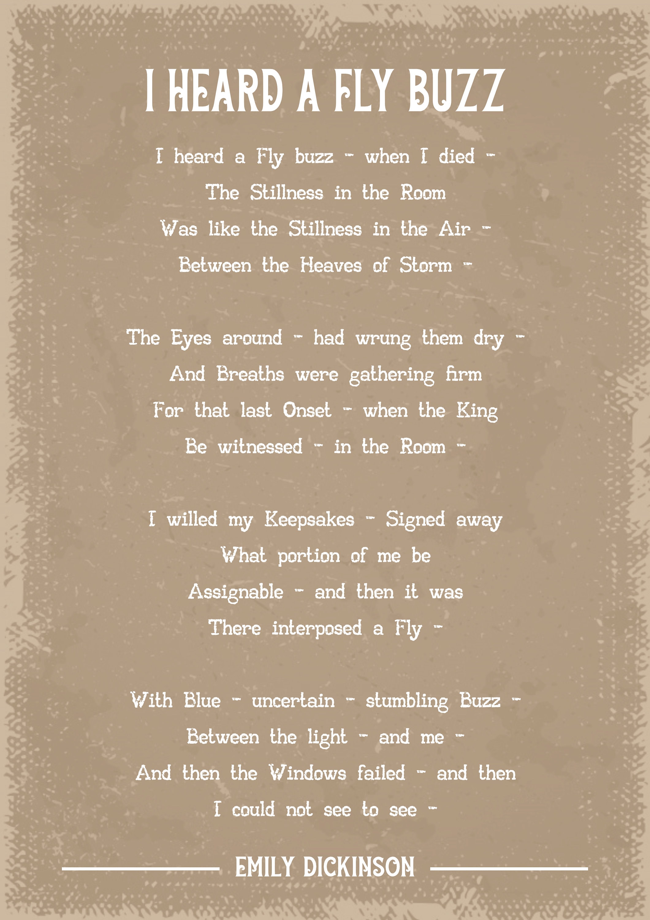 Emily Dickinson I Heard a Fly Buzz Poem Art Print - Etsy
