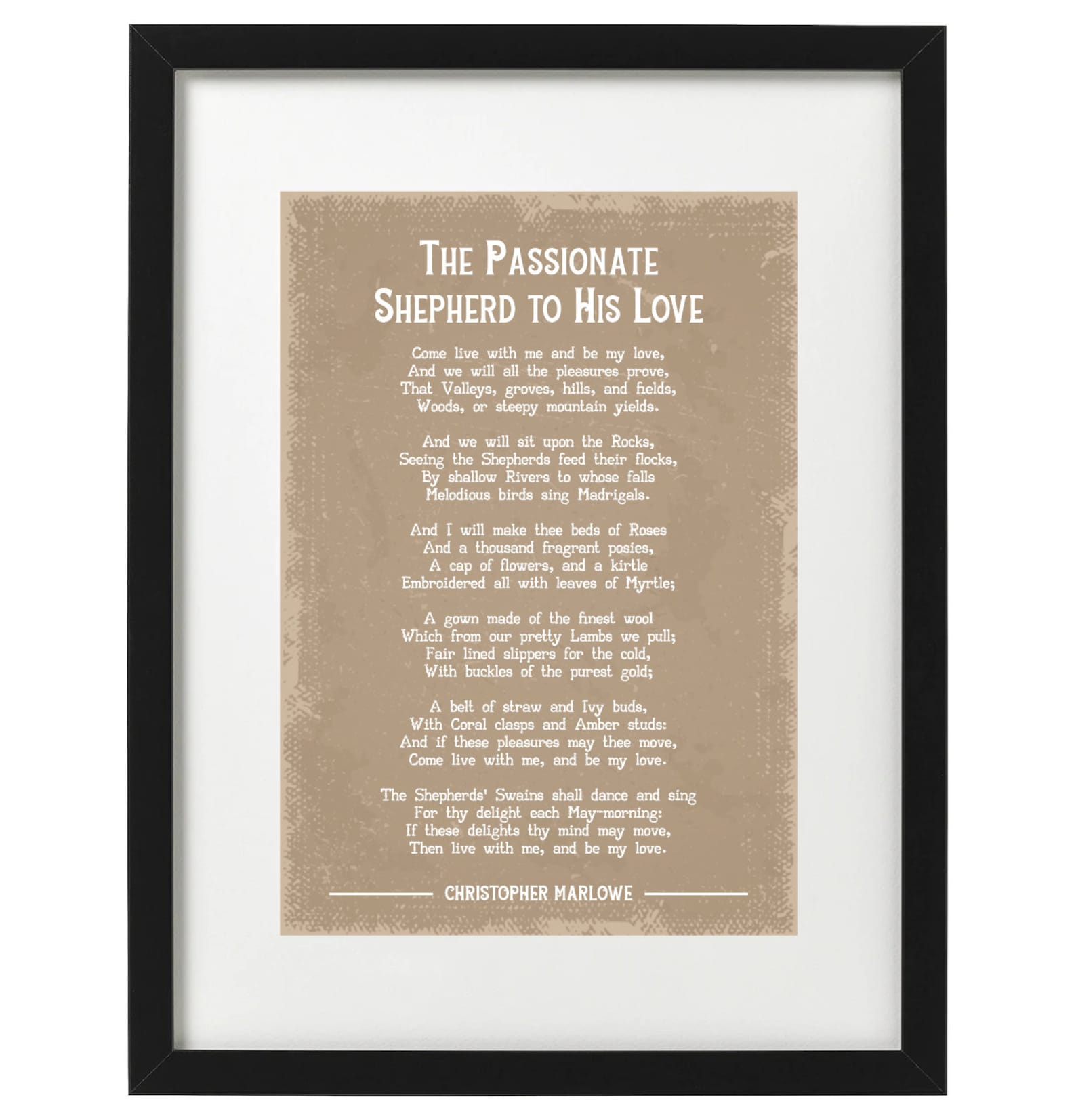 Christopher Marlowe the Passionate Shepherd to His Love Poem Art Print ...