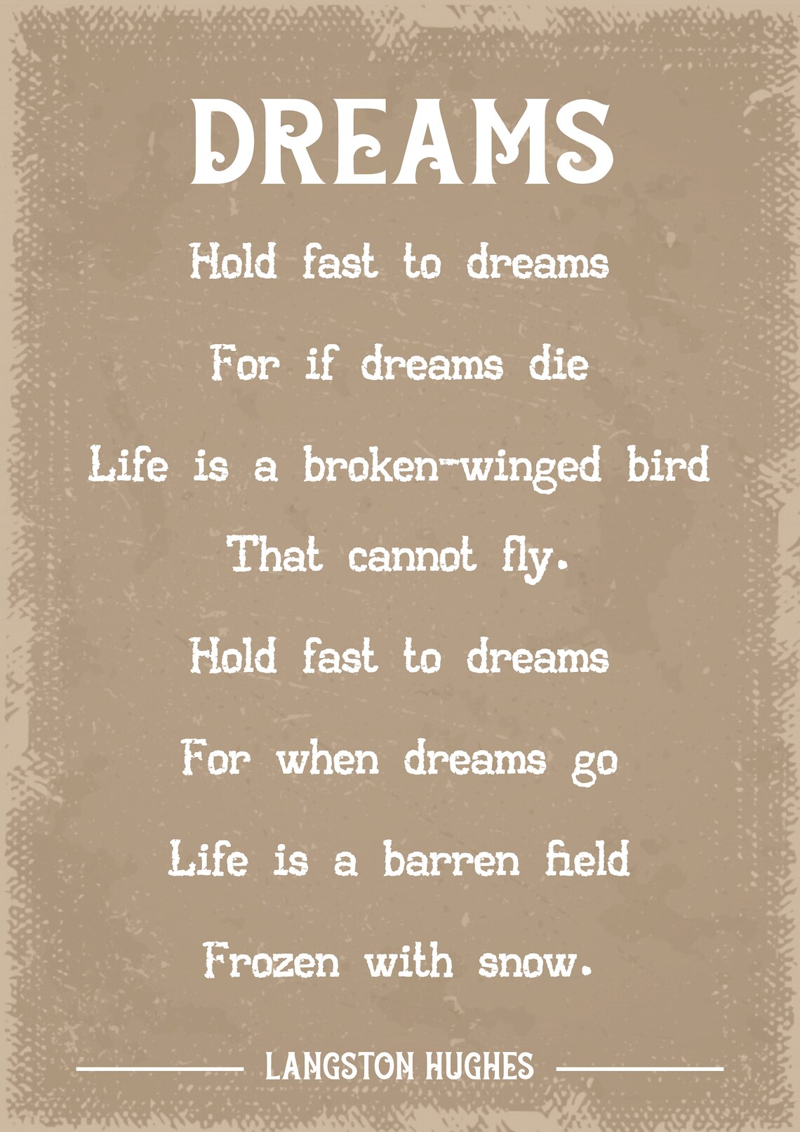 Langston Hughes Dreams Art Print - Etsy UK