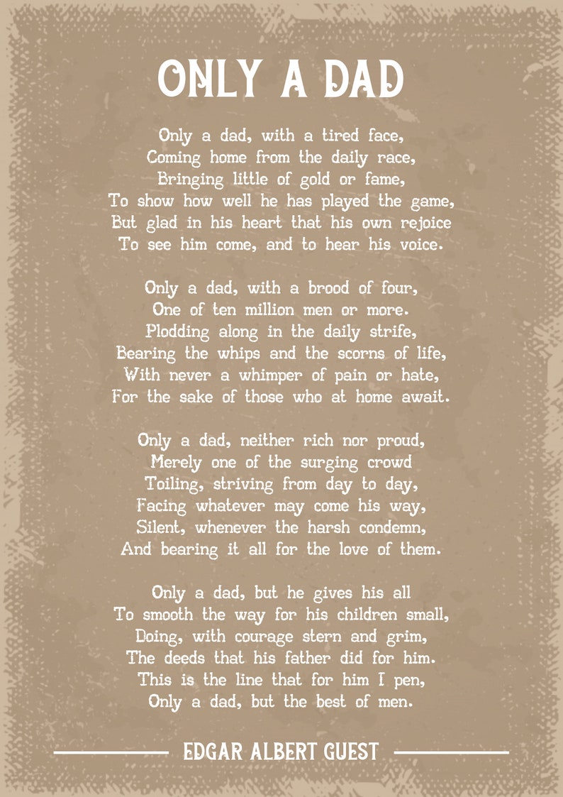 Edgar Albert Guest Only a Dad Poem Art Print - Etsy