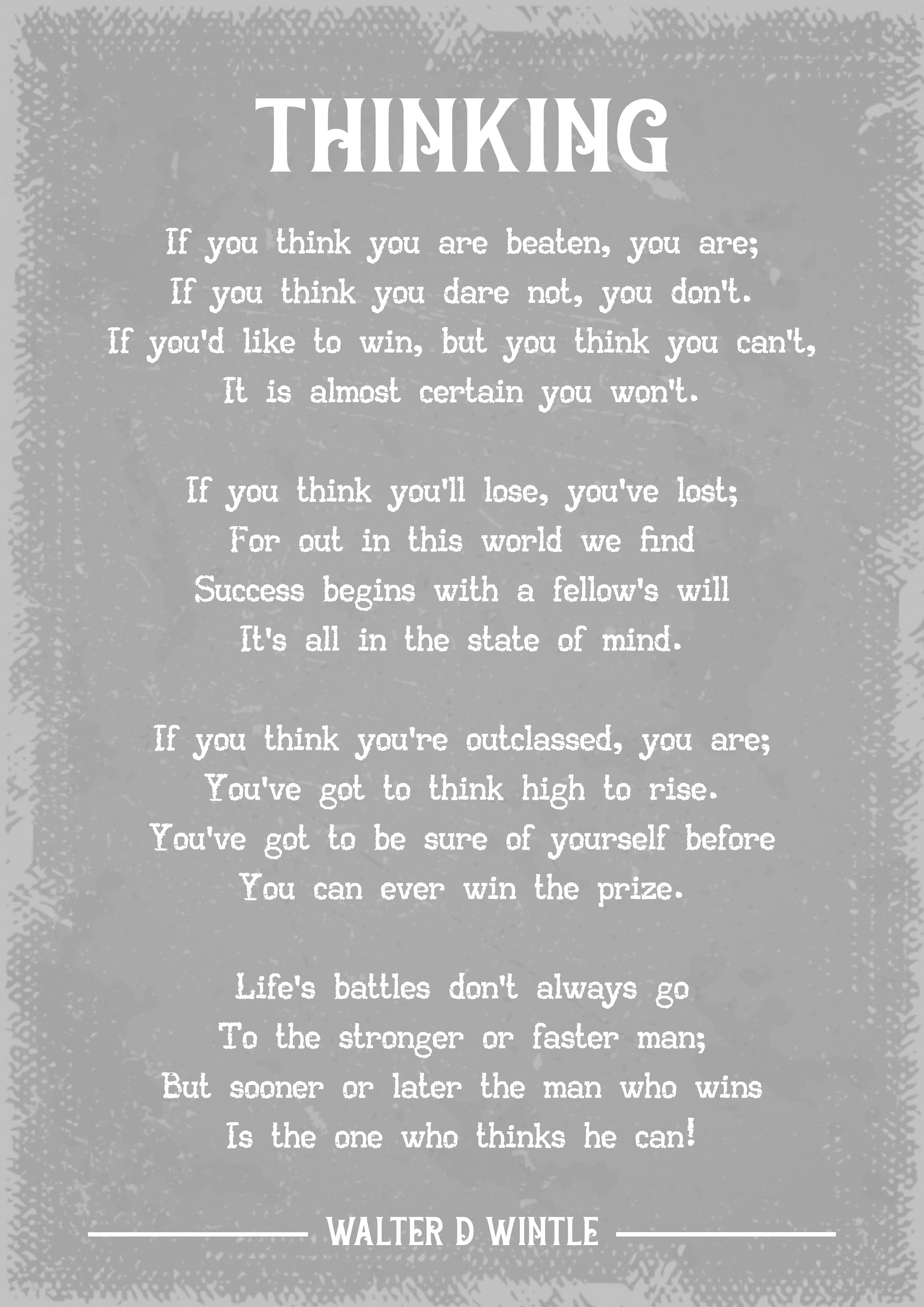 Walter D Wintle Thinking Poem Art Print - Etsy