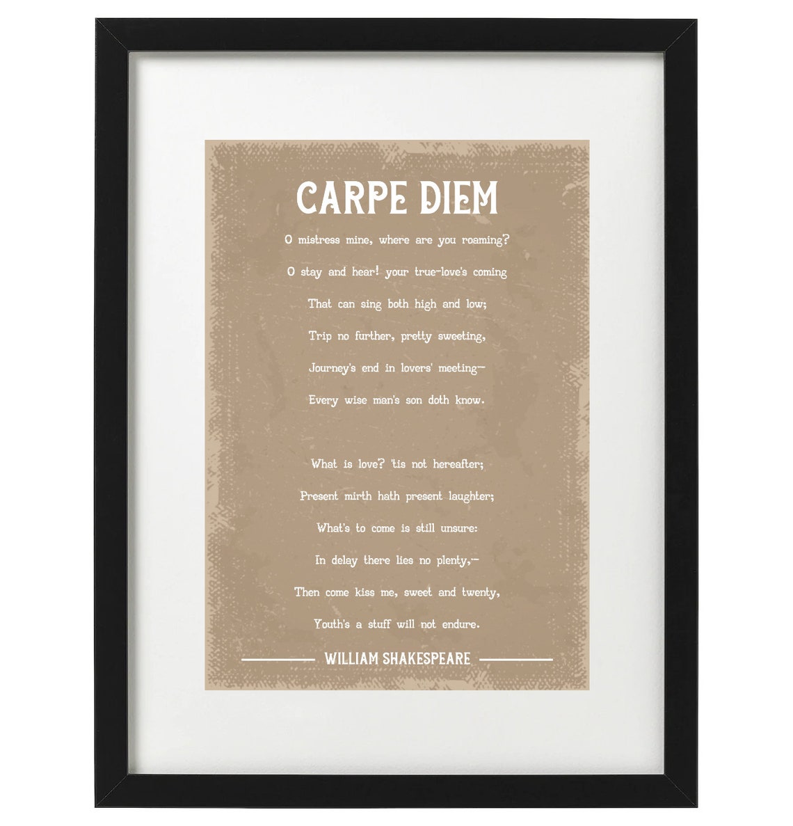 William Shakespeare Carpe Diem Poem Art Print - Etsy