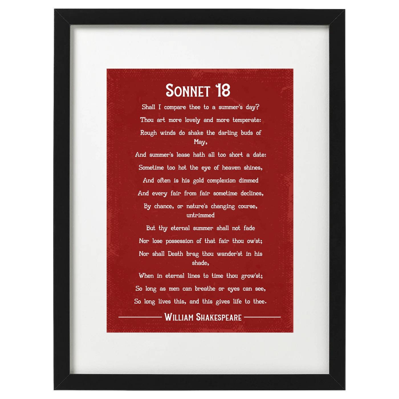 William Shakespeare Sonnet 18 Poem Art Print - Etsy Canada