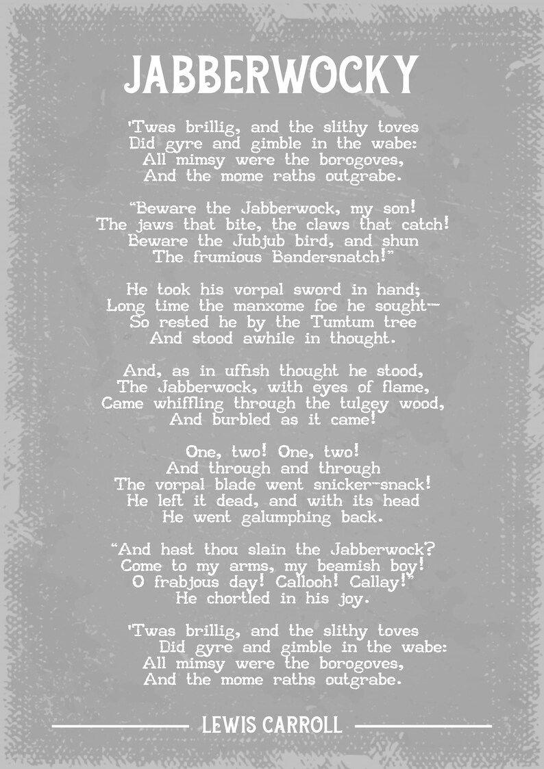 Lewis Carroll Jabberwocky Poem Art Print - Etsy