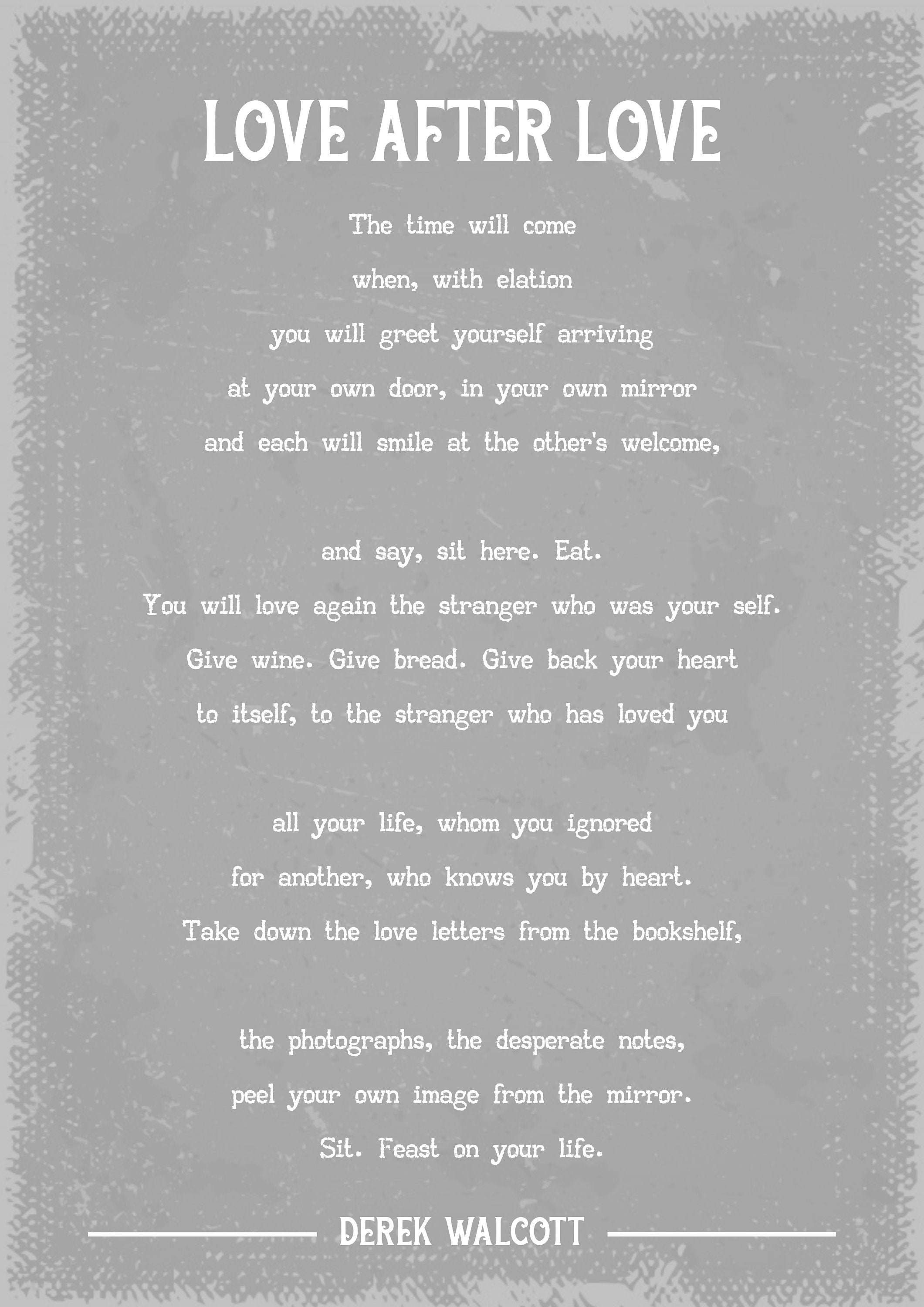 Derek Walcott Love After Love Poem Art Print - Etsy