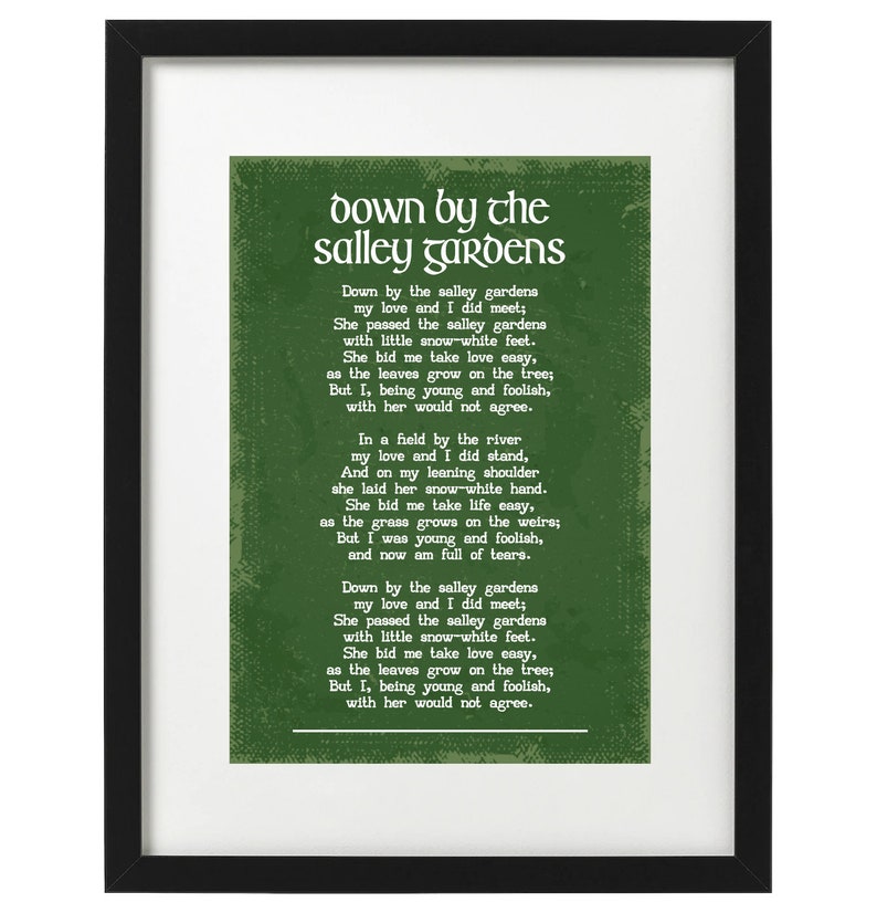 Down by the Salley Gardens Traiditional Irish Song Art Print - Etsy