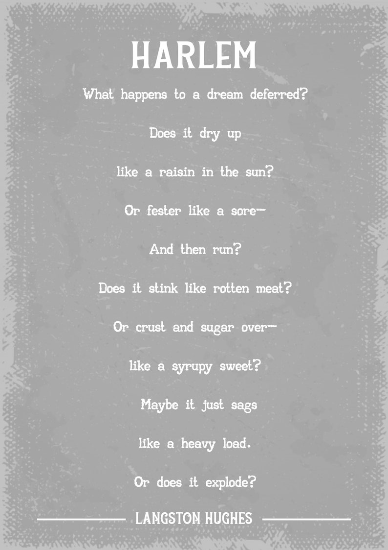 Langston Hughes Harlem Poem Art Print - Etsy UK