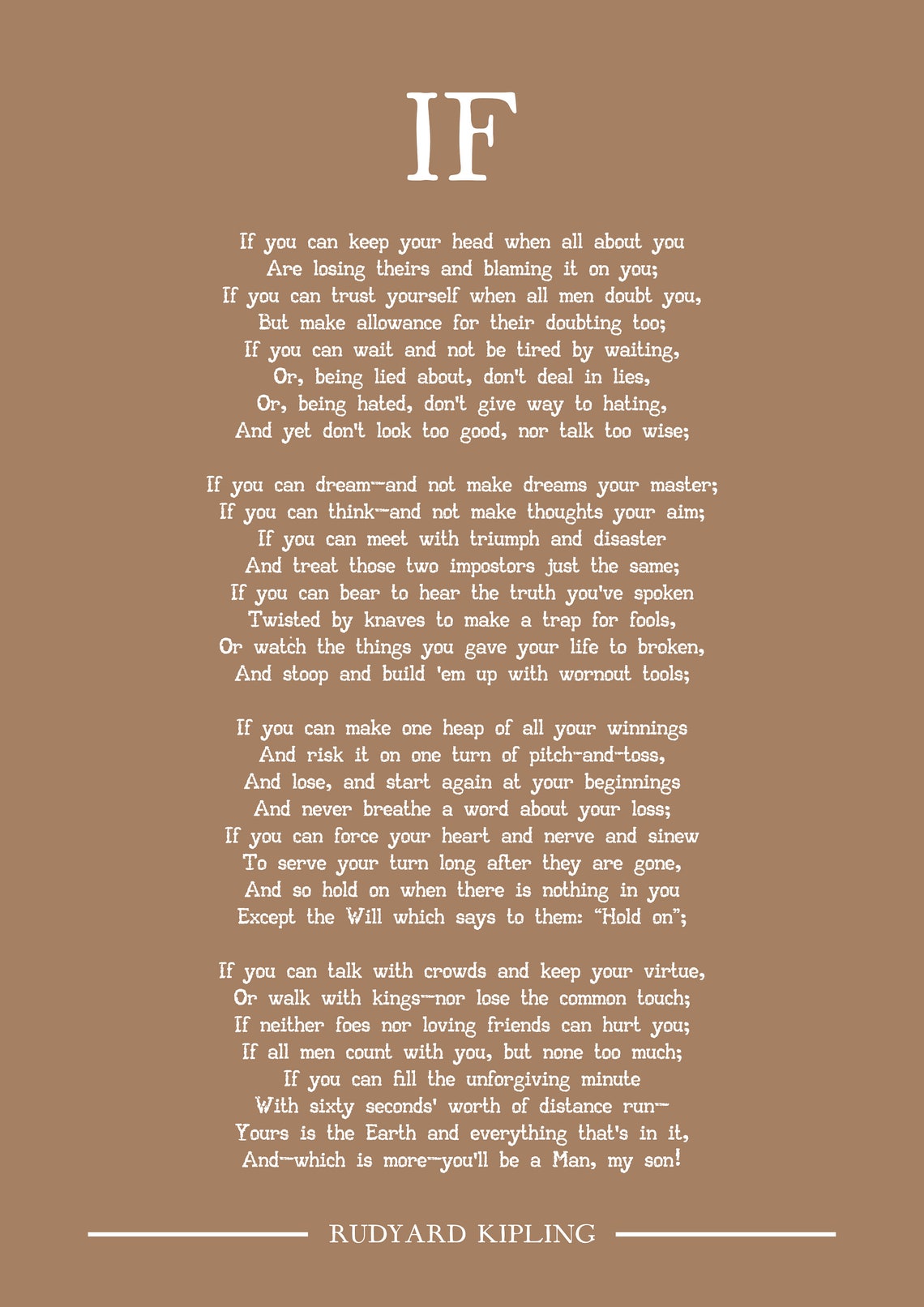 Rudyard Kipling If Poem Art Print - Etsy