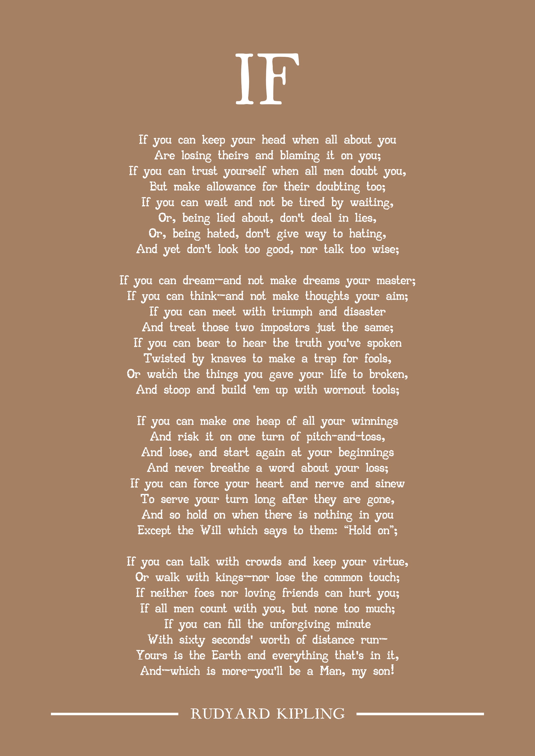 Rudyard Kipling If Poem Art Print - Etsy