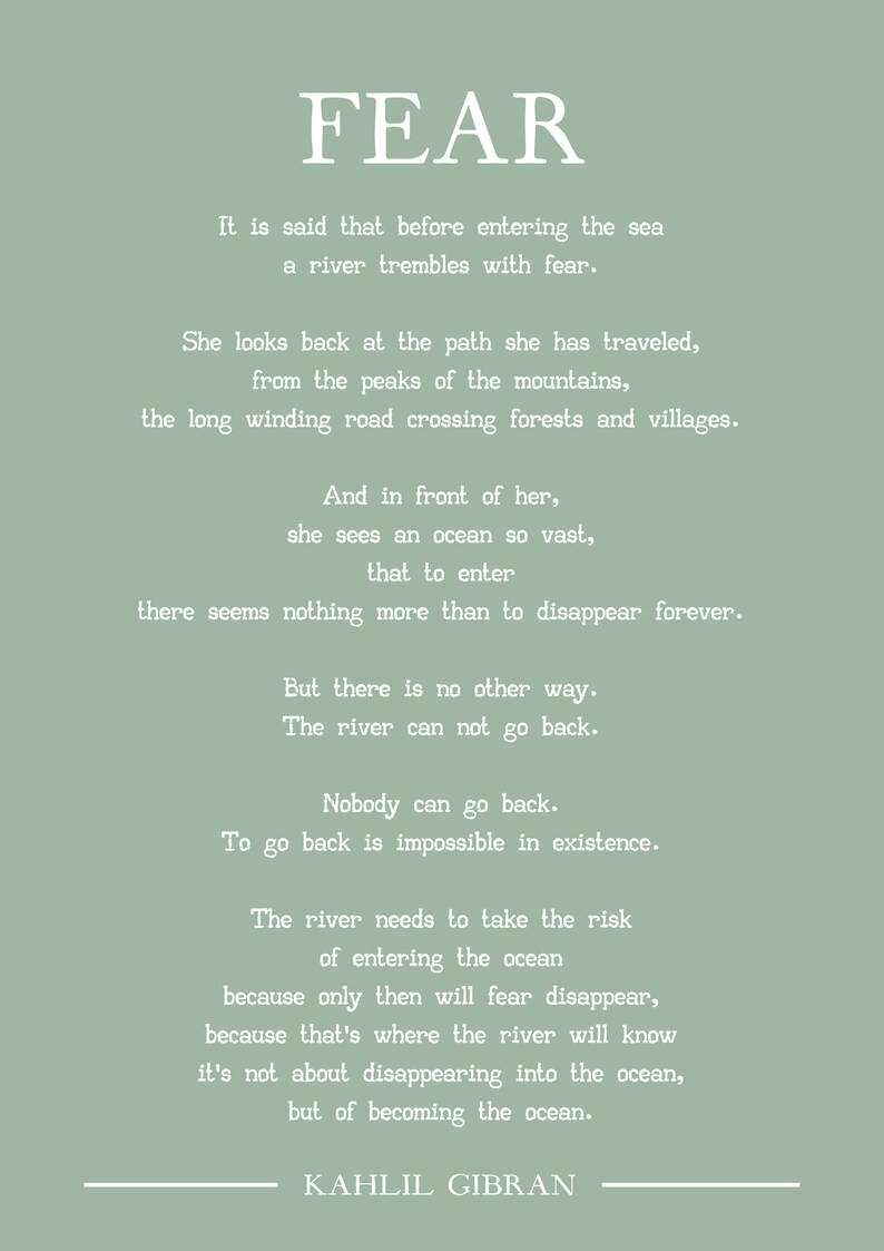 Kahlil Gibran Fear Poem Art Print - Etsy