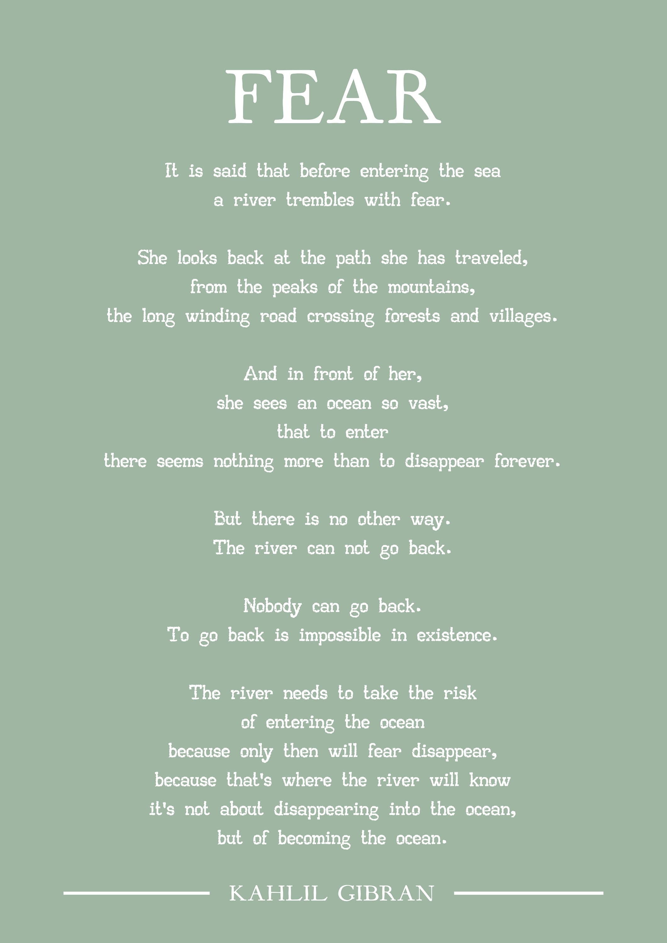 Kahlil Gibran Fear Poem Art Print - Etsy