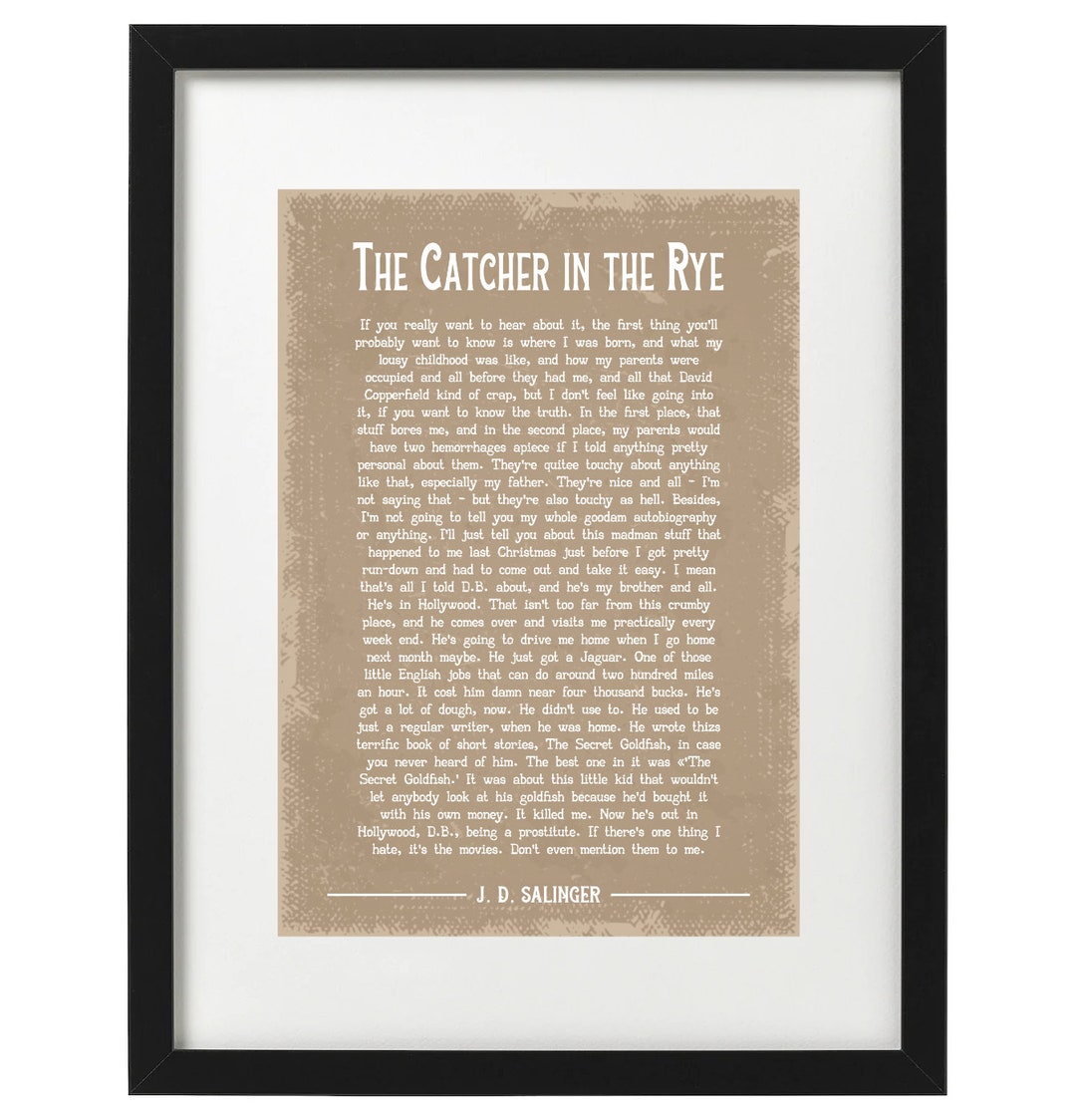 J. D. Salinger the Catcher in the Rye Art Print - Etsy