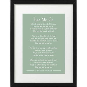 Christina Rossetti Let Me Go Funeral / Bereavement Poem Art Print - Etsy