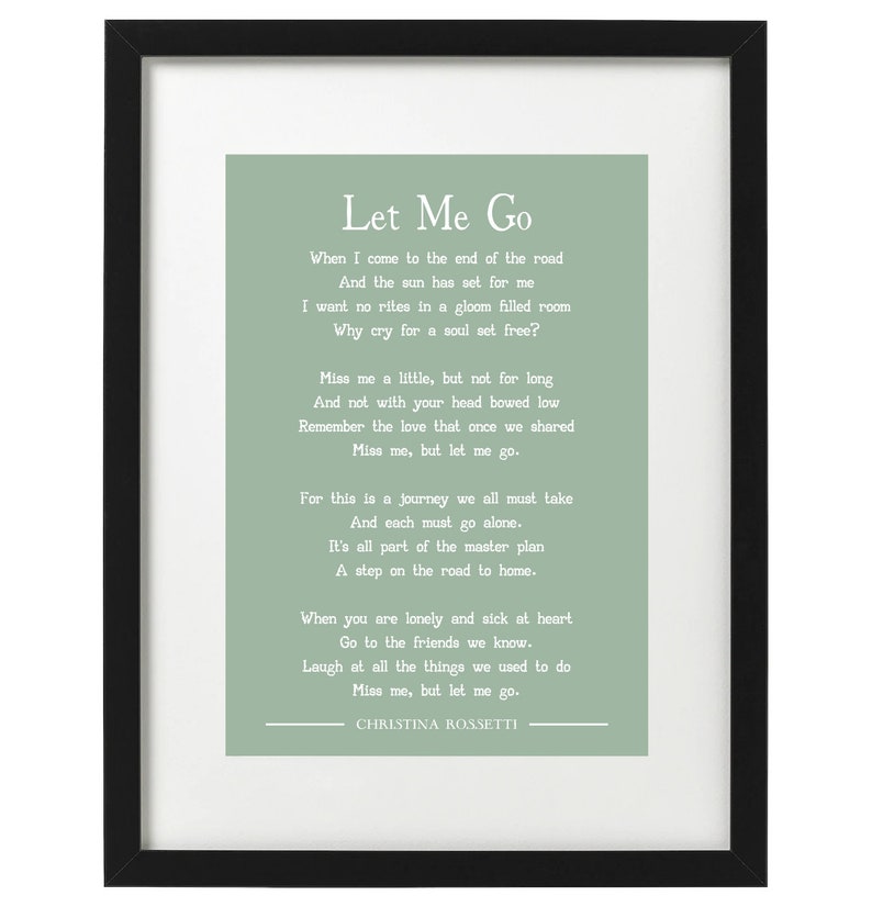 Christina Rossetti Let Me Go Funeral / Bereavement Poem Art Print - Etsy