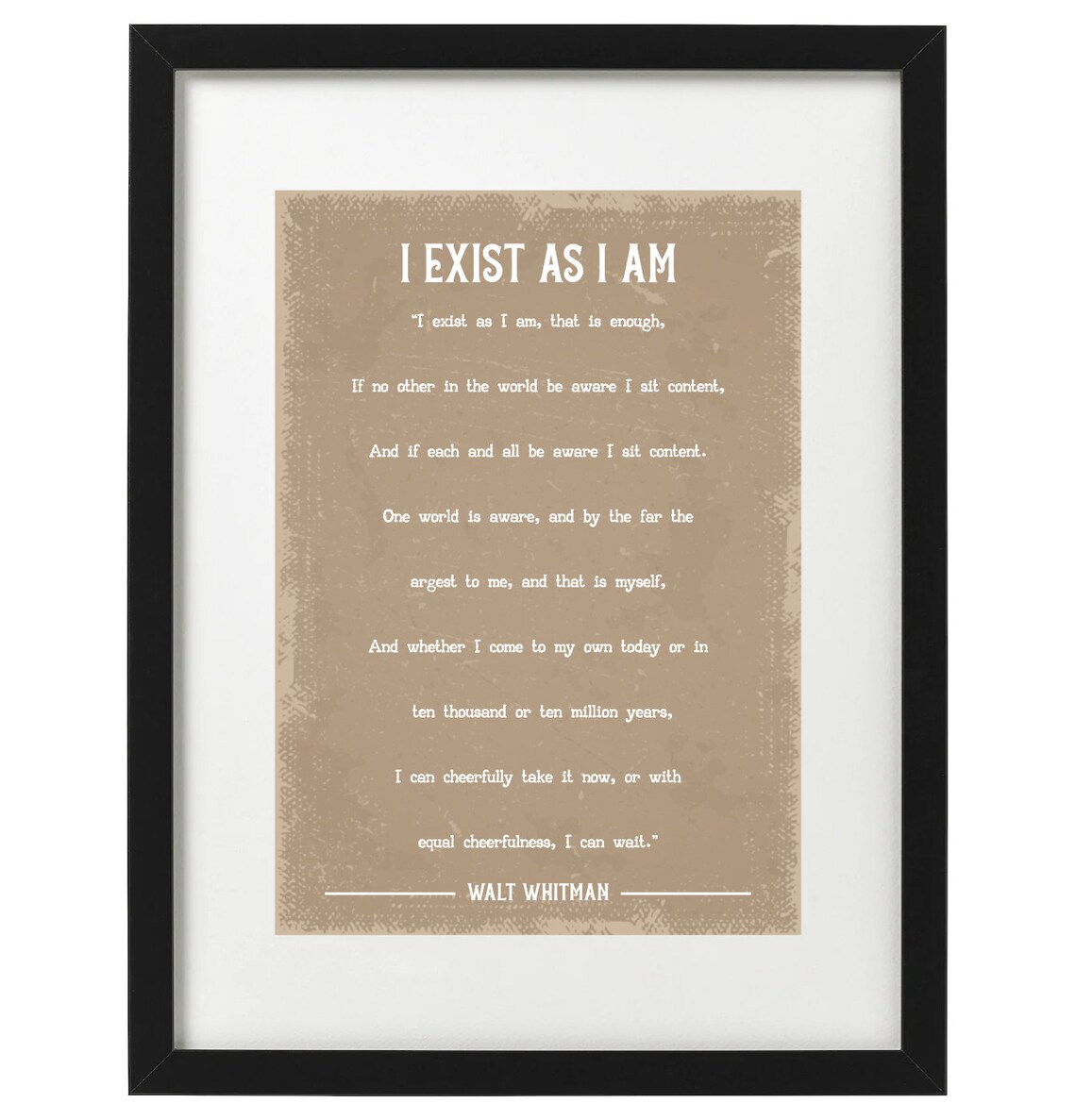 Walt Whitman I Exist as I Am Quote Art Print - Etsy Canada