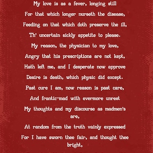 William Shakespeare - Sonnet 147 Poem Art Print - Etsy