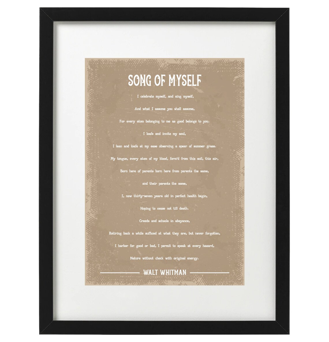 Walt Whitman Song of Myself Poem Art Print - Etsy UK