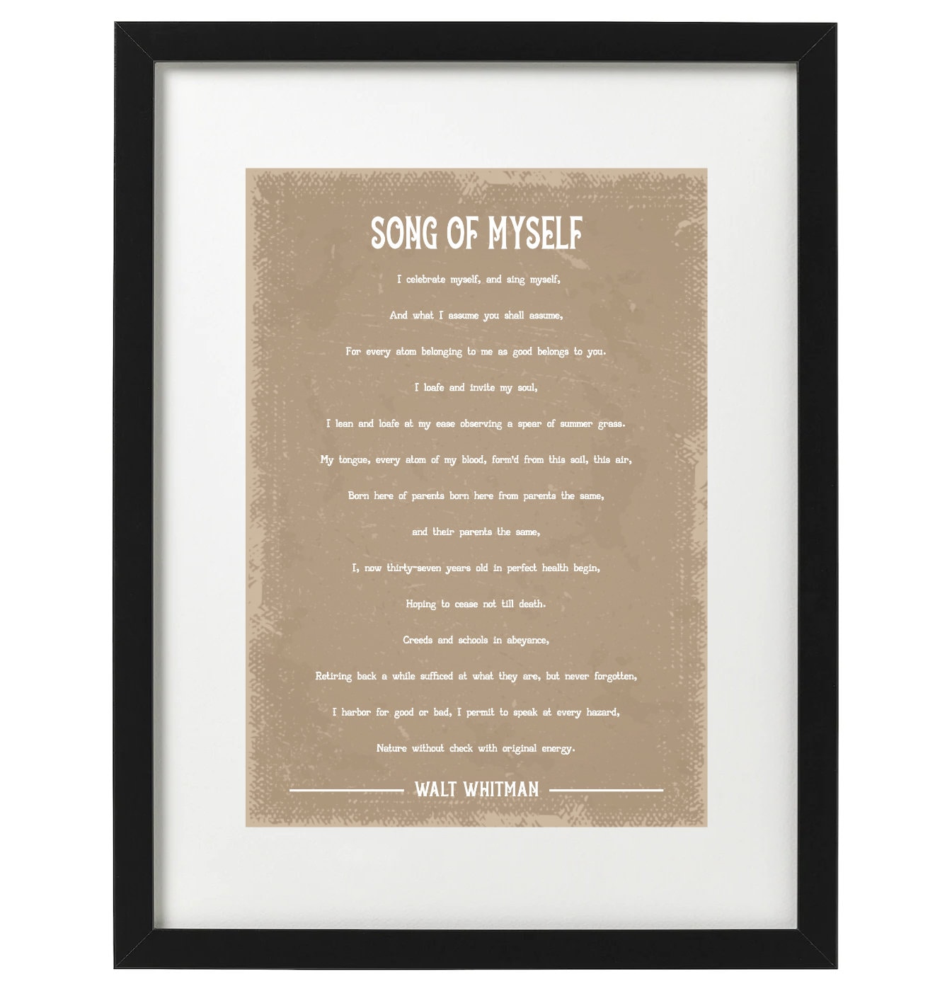 Walt Whitman Song of Myself Poem Art Print - Etsy UK