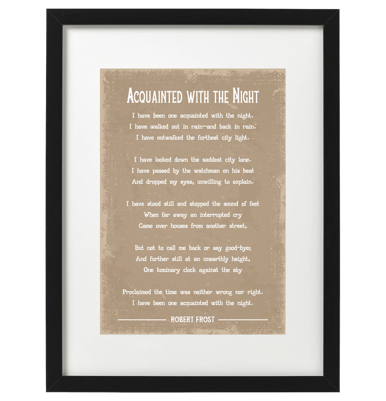 Robert Frost Aquainted With the Night Poem Art Print - Etsy UK