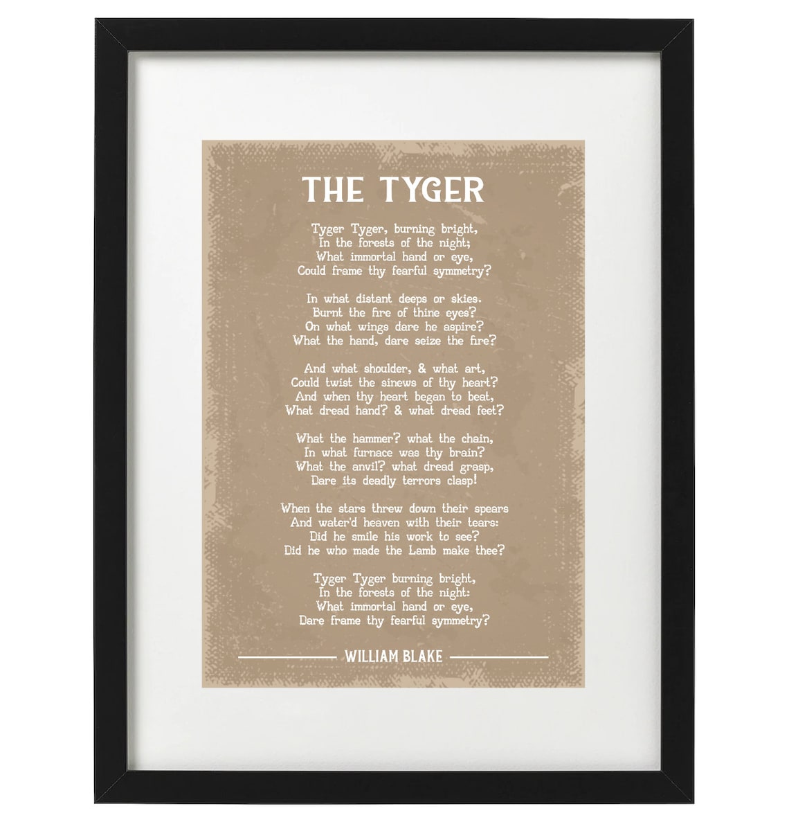 William Blake the Tyger Poem Art Print - Etsy