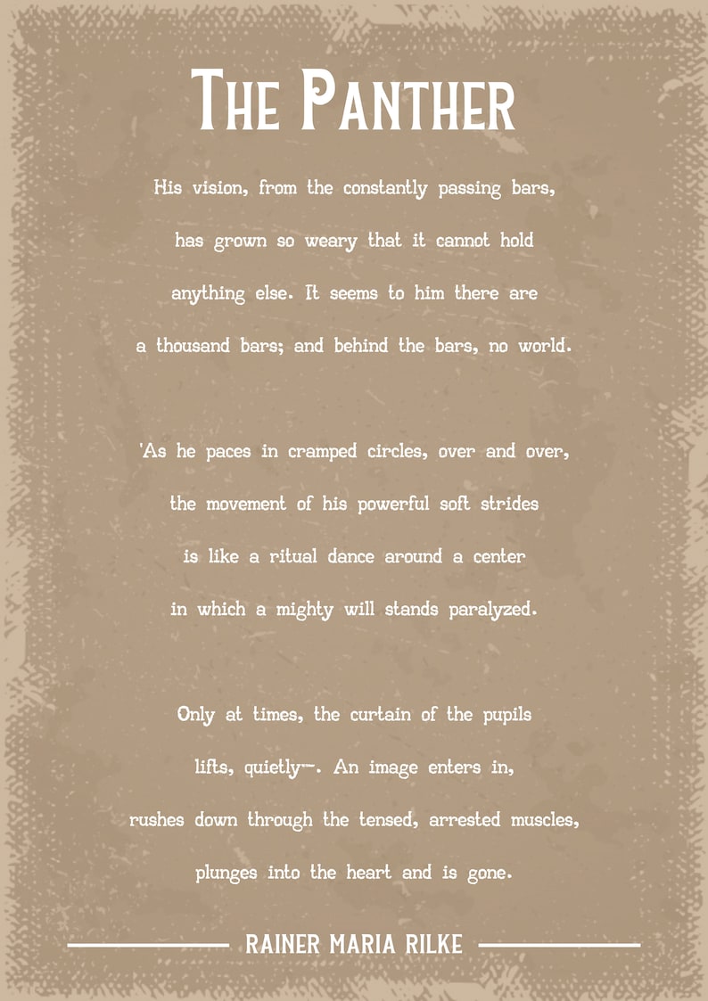 Rainer Maria Rilke the Panther Poem Art Print - Etsy