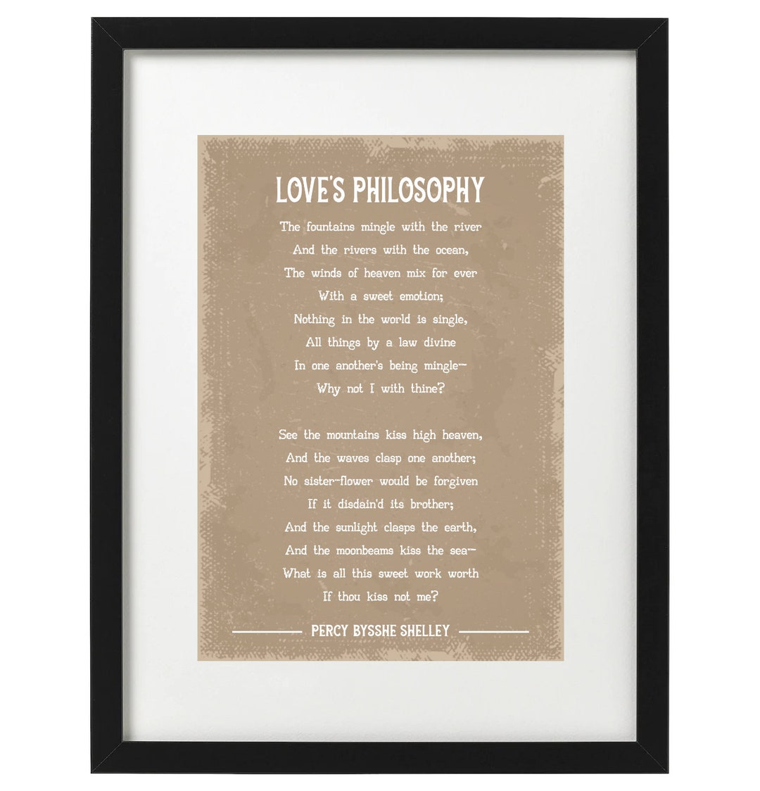 Percy Bysshe Shelley Love's Philosophy Art Print - Etsy UK