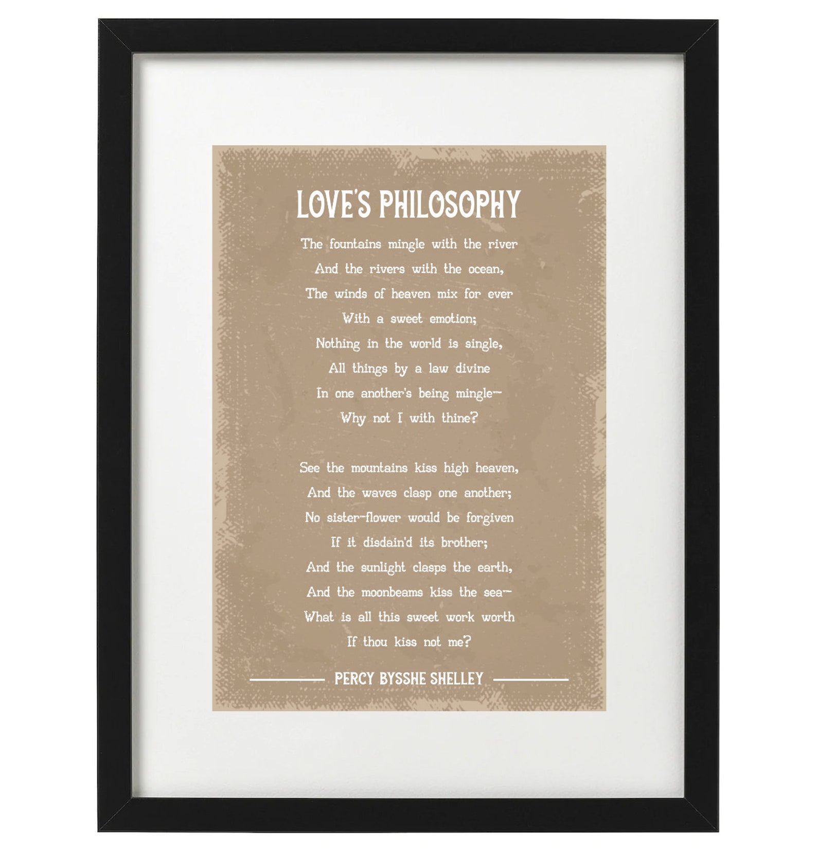Percy Bysshe Shelley Love's Philosophy Art Print - Etsy UK