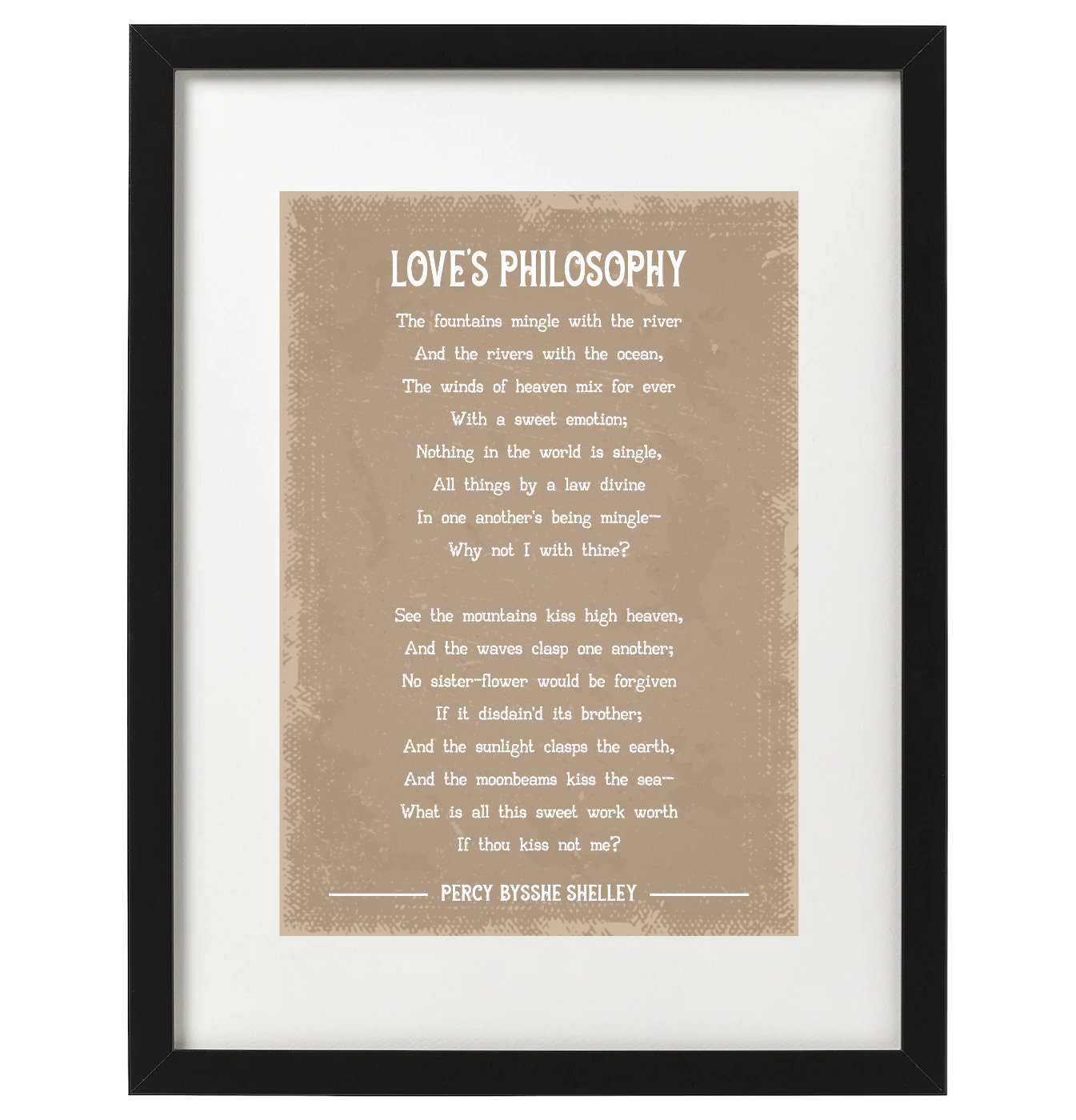 Percy Bysshe Shelley Love's Philosophy Art Print - Etsy UK