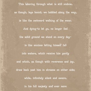Rainer Maria Rilke the Swan Poem Art Print - Etsy UK